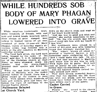 While Hundreds Sob Body of Mary Phagan Lowered into Grave – The Leo ...