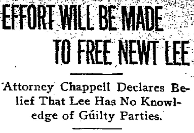 Effort Will Be Made to Free Newt Lee – The Leo Frank Case Research Library